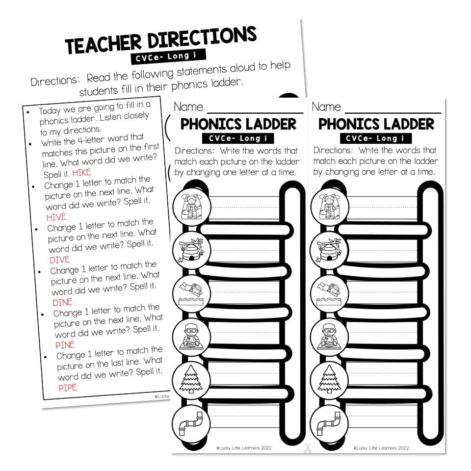 Phonics Ladders - CVCe - Long I - Lucky Little Learners