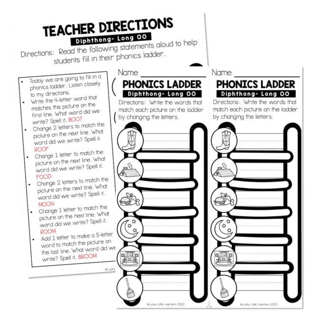 Phonics Ladders - Diphthong - Long OO - Lucky Little Learners
