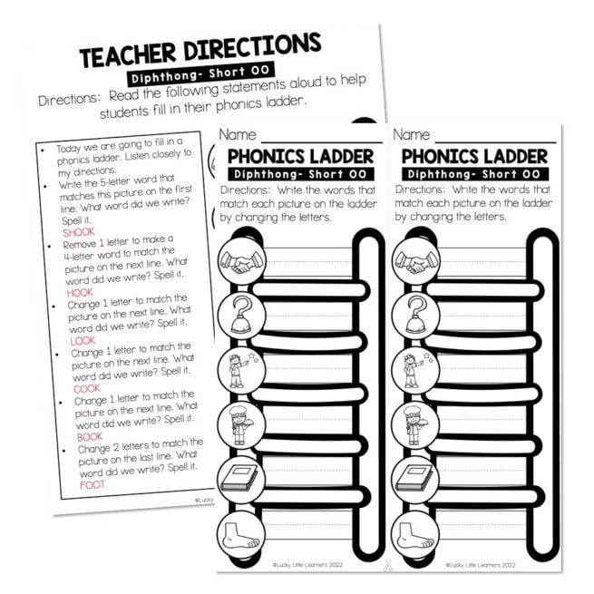 Phonics Ladders - Diphthong - Short OO - Lucky Little Learners