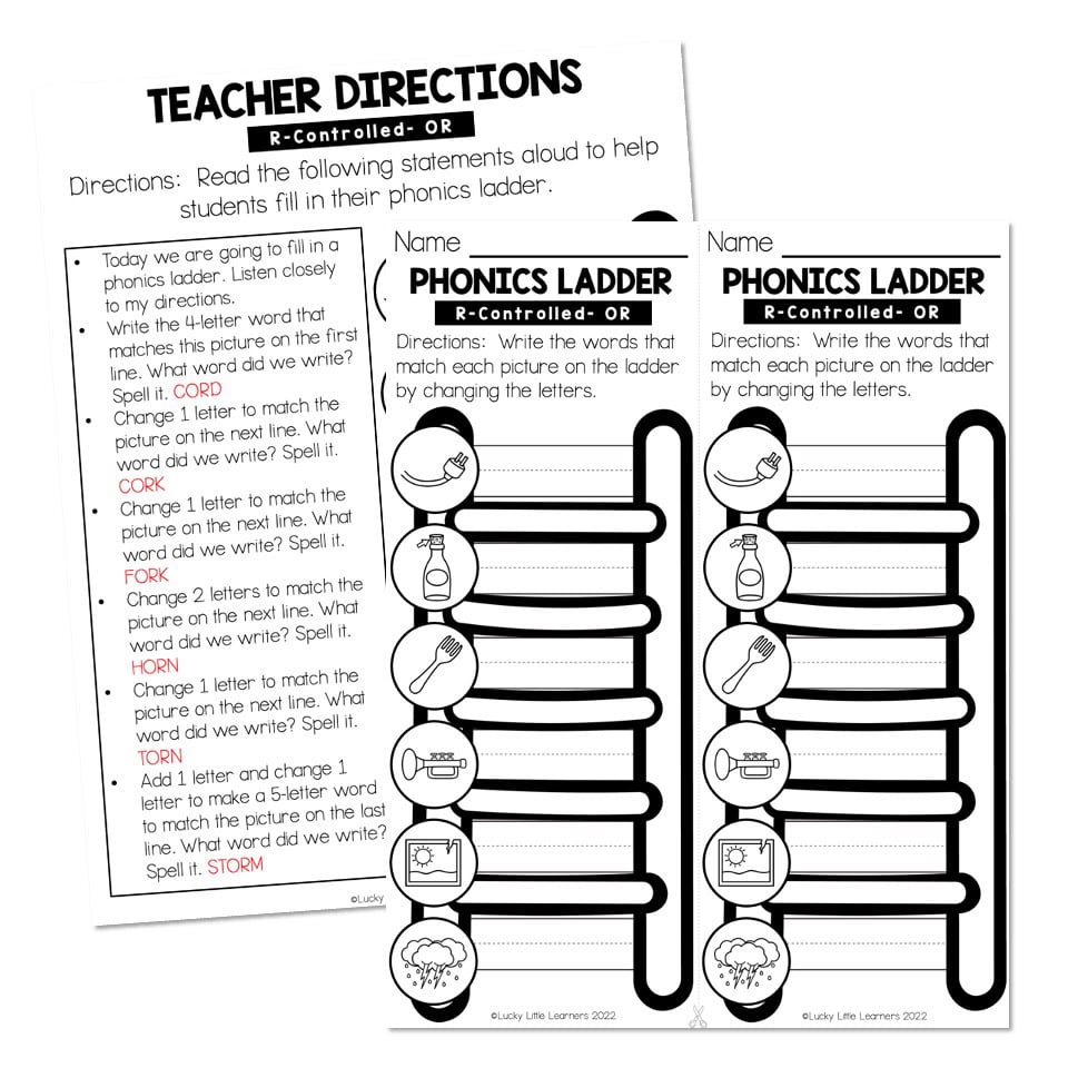 Phonics Ladders - R Controlled - OR - Lucky Little Learners