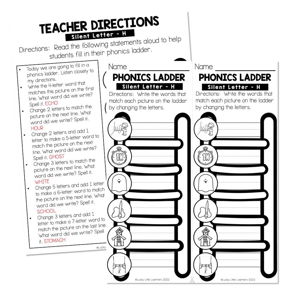 Phonics Ladders - Silent Letter - H - Lucky Little Learners
