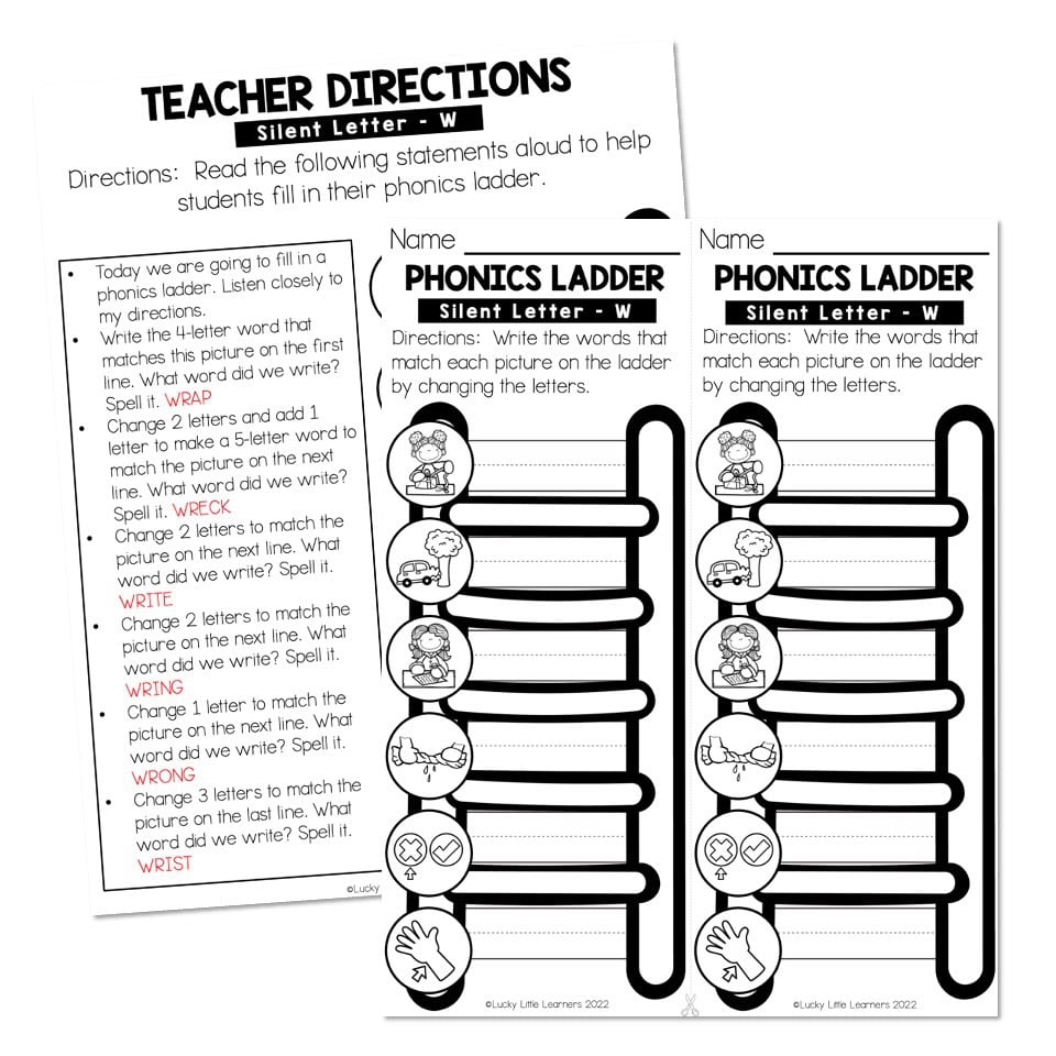Phonics Ladders - Silent Letter - W - Lucky Little Learners