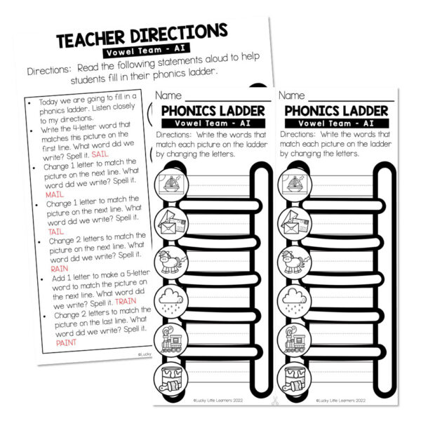 Phonics Ladders - Vowel Team - AI - Lucky Little Learners