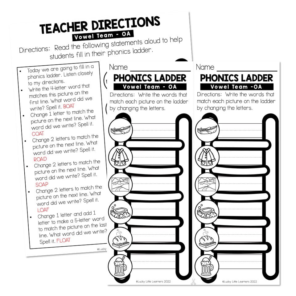 Phonics Ladders - Vowel Team - OA - Lucky Little Learners