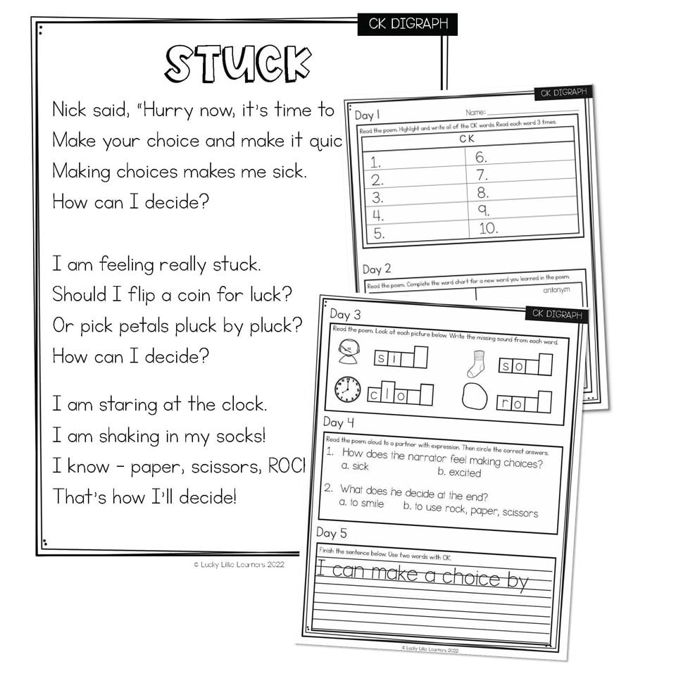 Phonics Poems - CK Digraph - Lucky Little Learners