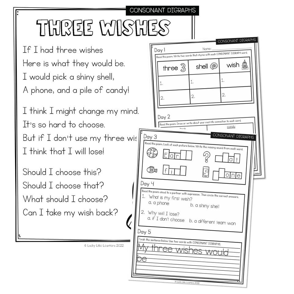 Phonics Poems - Consonant Digraphs - Lucky Little Learners