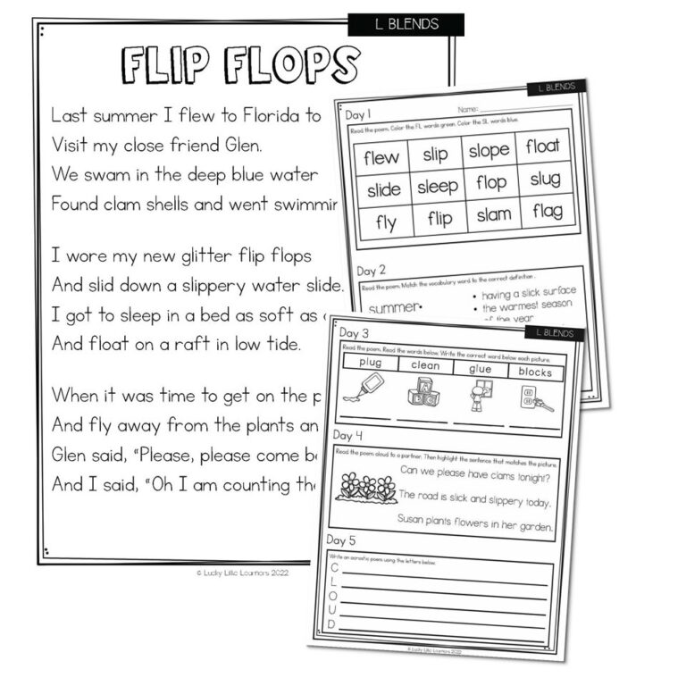 Phonics Poems - L Blends - Lucky Little Learners