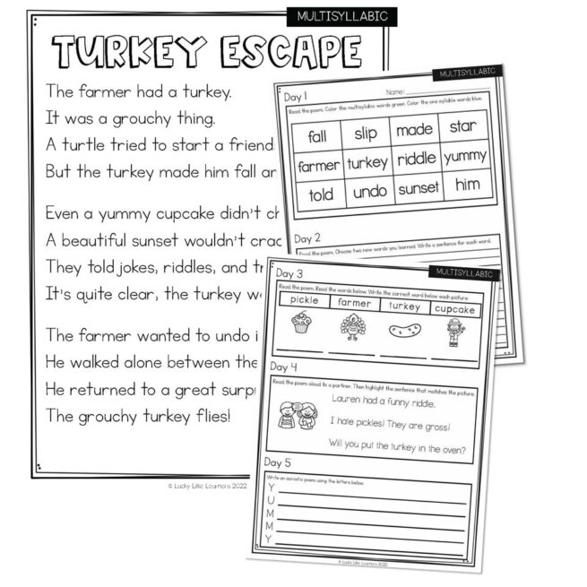 Phonics Poems - Multisyllabic - Lucky Little Learners