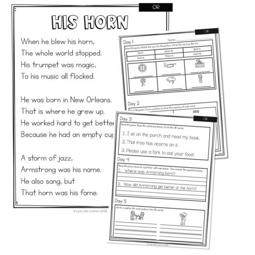 Phonics Poems - R-Controlled Vowels OR - Lucky Little Learners
