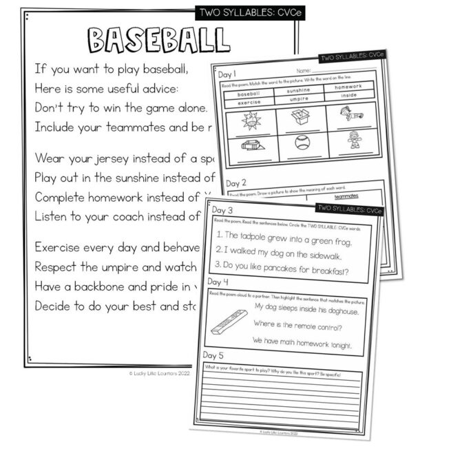 Phonics Poems - Two Syllables CVCe - Lucky Little Learners