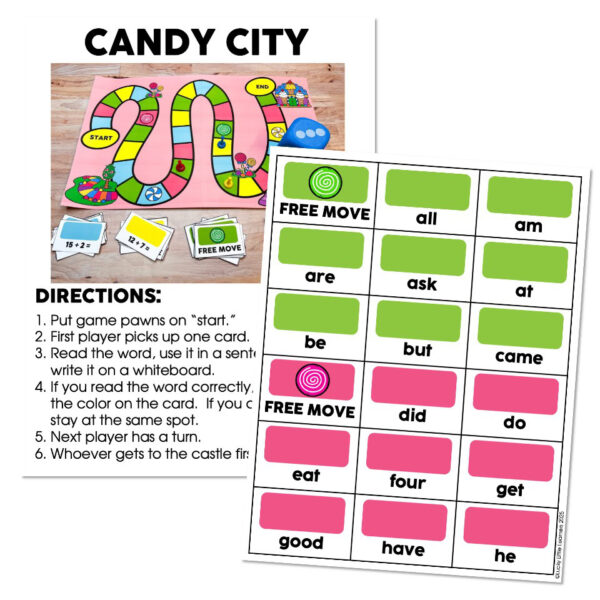 Sight Word Candy City Game - High Frequency Words - Grades K-2 - Lucky ...