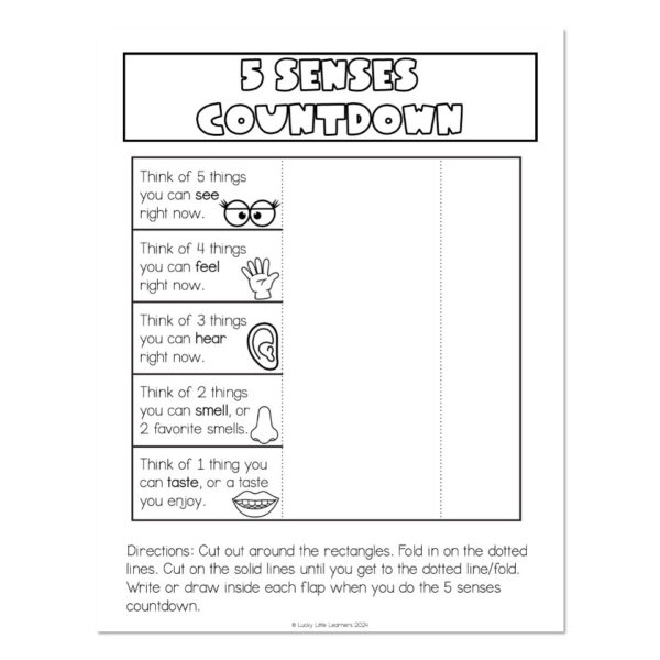 Social Emotional Skills Interactive Notebook – 5 Senses Countdown ...