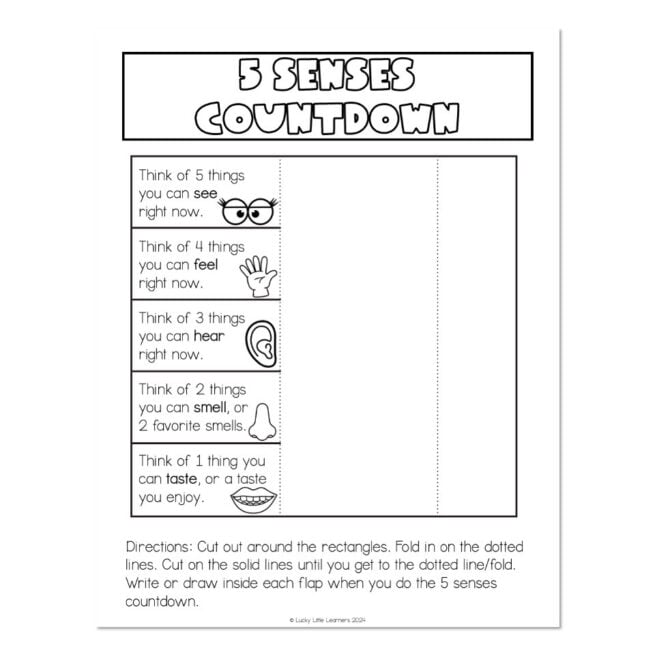 Social Emotional Skills Interactive Notebook – 5 Senses Countdown ...