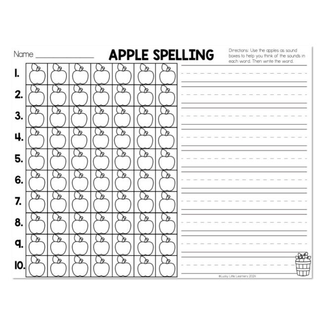 Sound Mapping Spelling - Longer Words - Apples - Lucky Little Learners