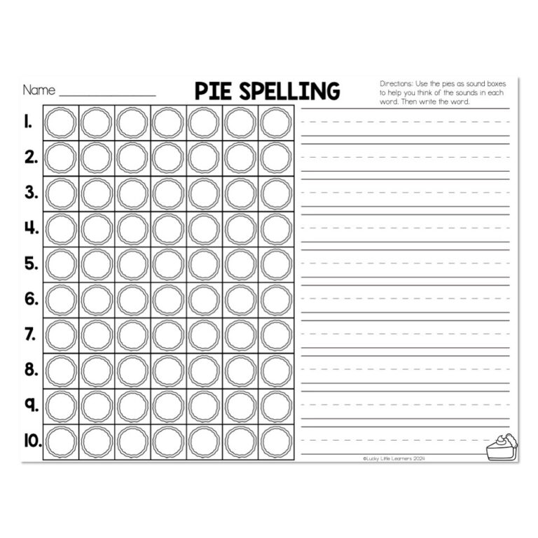 Sound Mapping Spelling - Longer Words - Pies - Lucky Little Learners