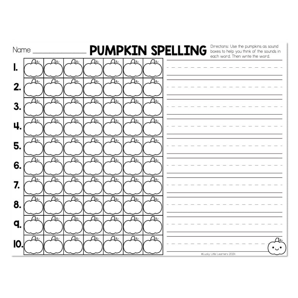 Sound Mapping Spelling - Longer Words - Pumpkins - Lucky Little Learners