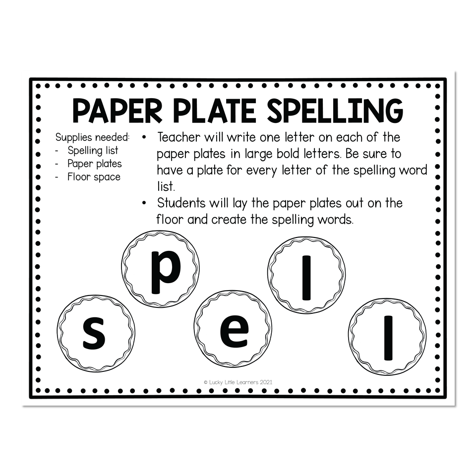 Spelling Word Work Practice - Paper Plate Spelling - Lucky Little Learners
