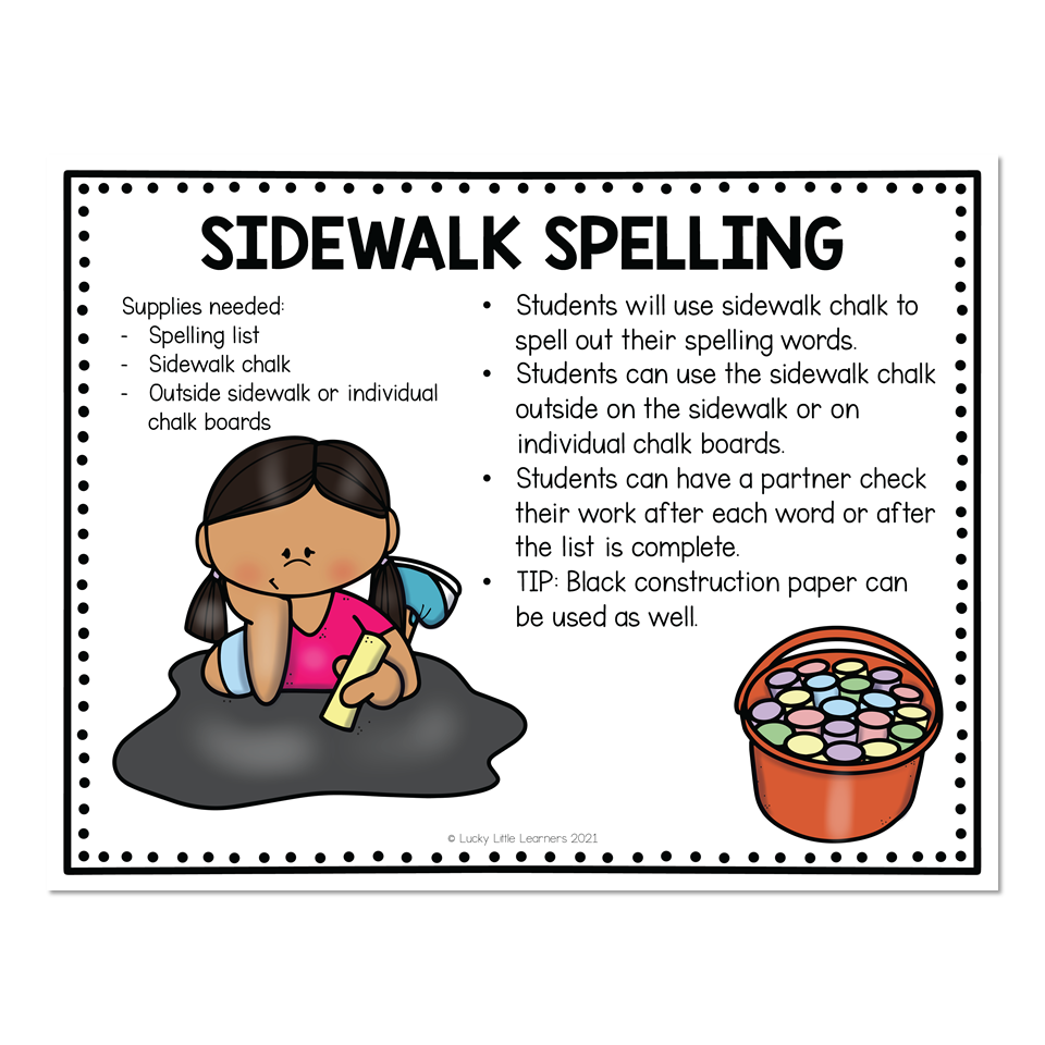 Spelling Word Work Practice - Sidewalk Spelling - Lucky Little Learners