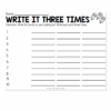 Spelling Word Work Practice - Write it Three Times - Lucky Little Learners