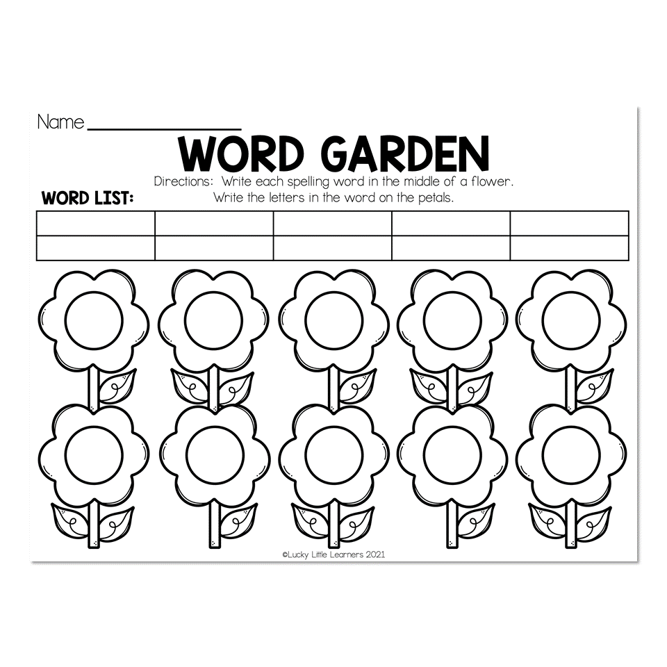 Spring/Summer Spelling Word Work Practice - Word Garden - Lucky Little ...