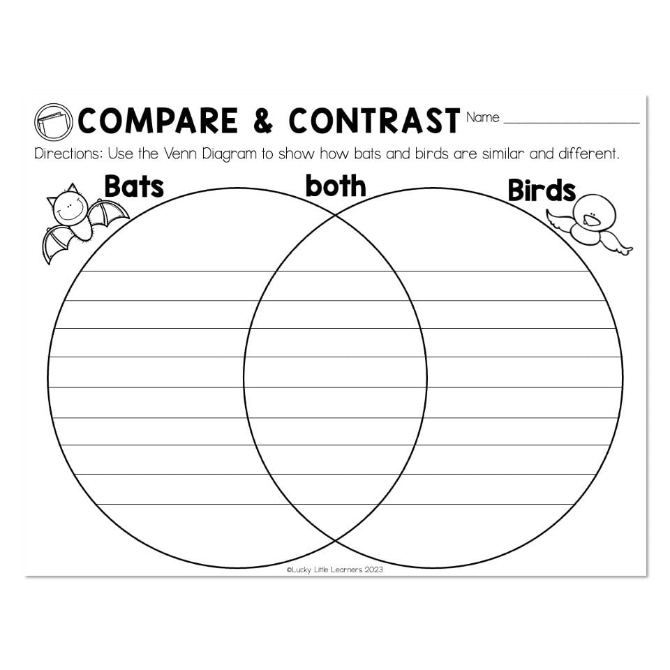Sub Plans - Beginning of Year - Reading - Compare and Contrast Bats and ...