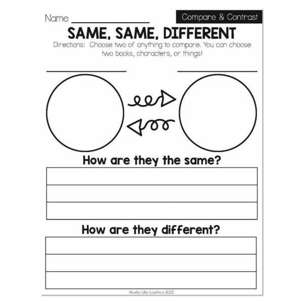 Summer - Early Finishers 1st Grade - ELA - Compare and Contrast - Same ...