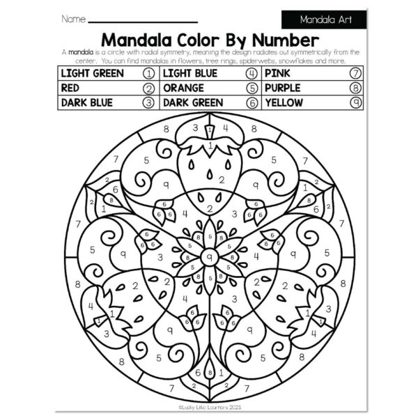 Summer - Early Finishers 2nd Grade - Art - Mandala Color by Number ...