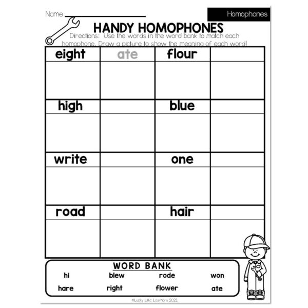 Summer - Early Finishers 2nd Grade - ELA - Homophones - Handy ...