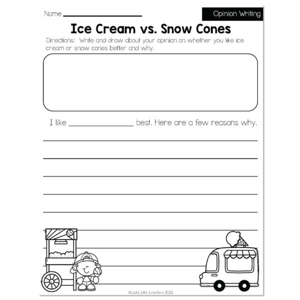 Summer - Early Finishers 2nd Grade - ELA - Opinion Writing - Ice Cream ...