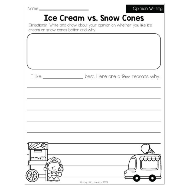 Summer - Early Finishers 2nd Grade - ELA - Opinion Writing - Ice Cream ...
