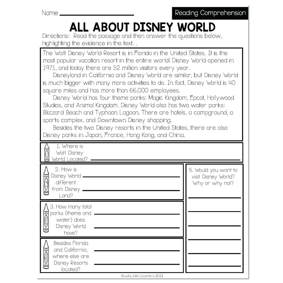 Summer - Early Finishers 2nd Grade - ELA - Reading Comprehension - All ...