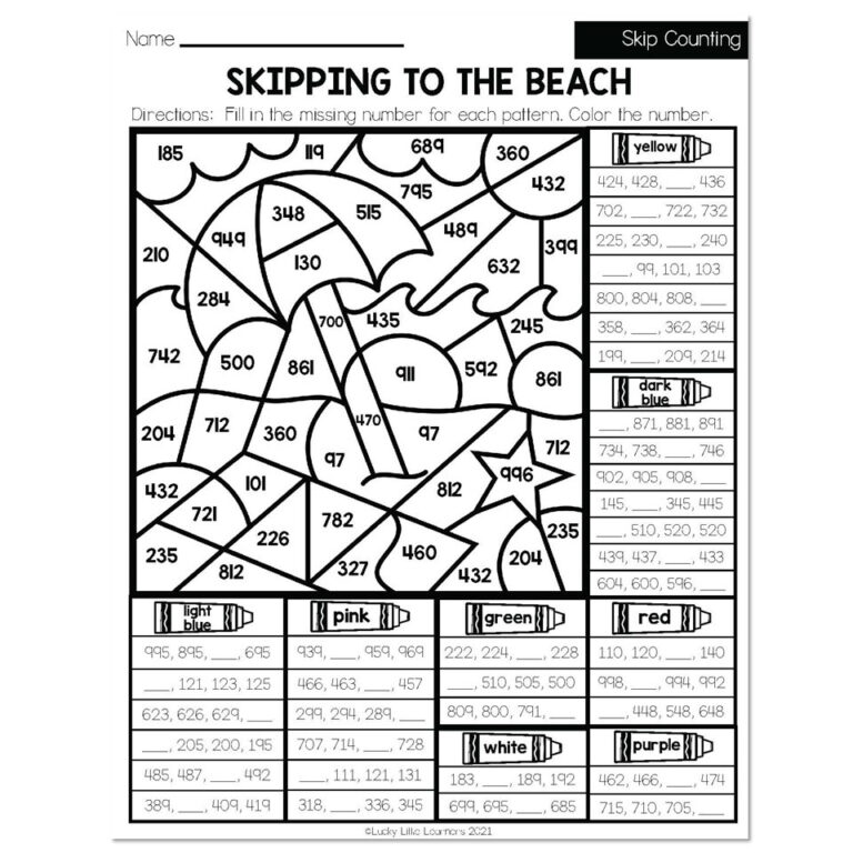 Summer - Early Finishers 2nd Grade - Math - Skip Counting - Skipping to ...