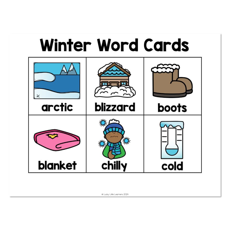 Seasonal Vocabulary - Winter Word Cards - Lucky Little Learners