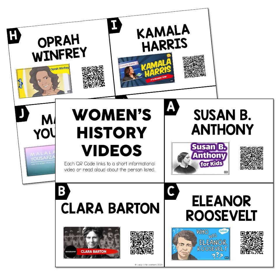 Women's History QR Code Videos - Lucky Little Learners