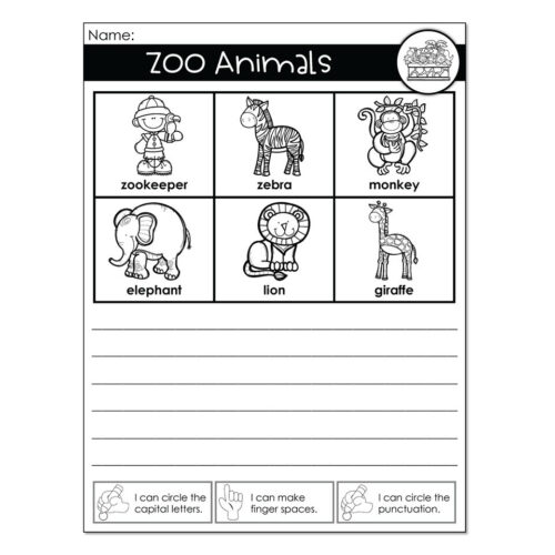 Writing with Word Lists - Zoo Animals - Lucky Little Learners