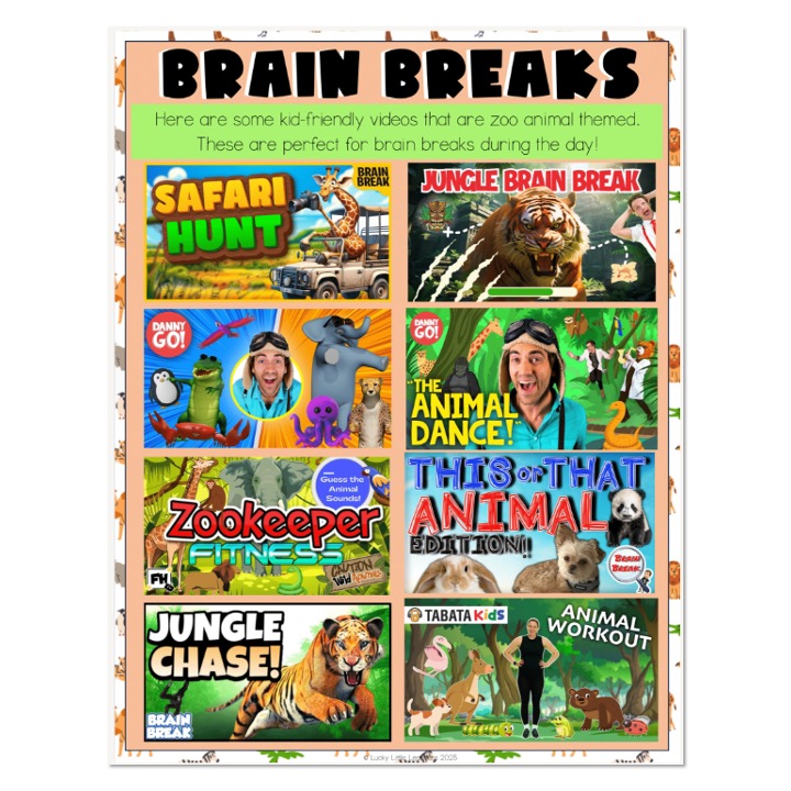 Zoo Transformation - Zoo Day Brain Break - Lucky Little Learners