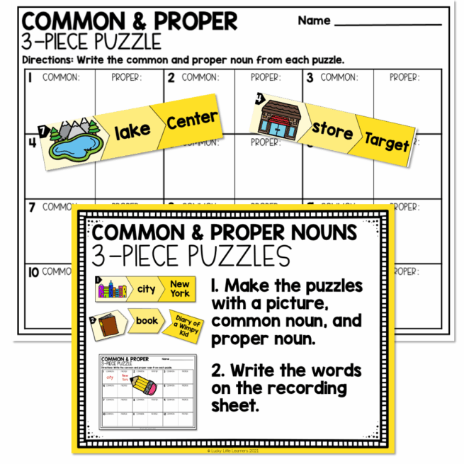 1st Grade Grammar Center - Common and Proper Nouns - Lucky Little Learners