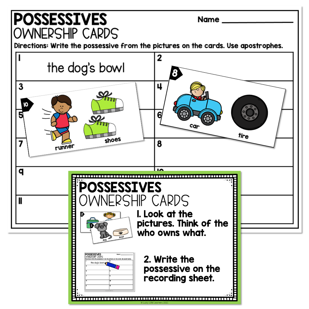 1st Grade Grammar Center - Possessives - Lucky Little Learners