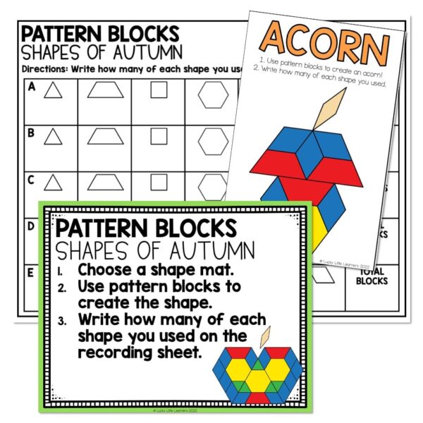 1st and 2nd Grade November Math Center - Shapes of Autumn - Pattern ...