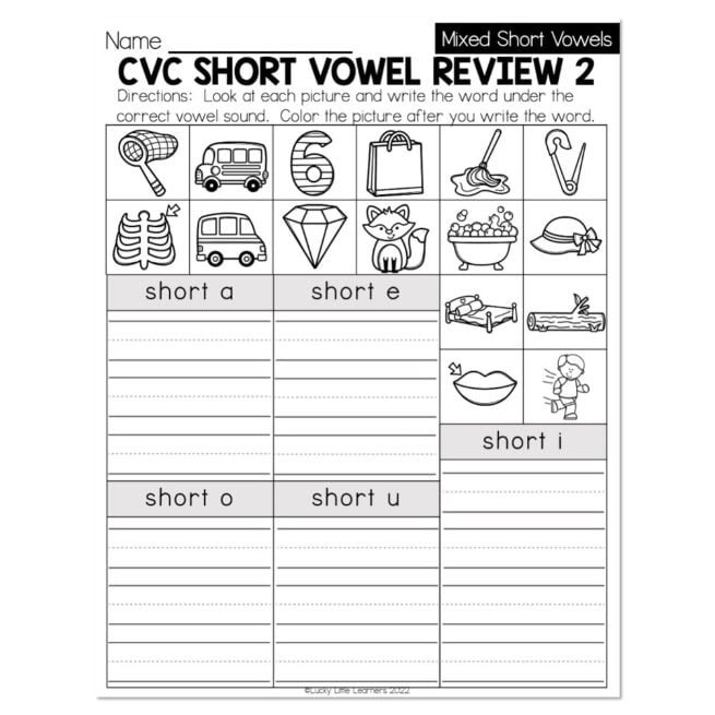 Fall - Early Finishers 1st Grade - ELA - Mixed Short Vowels - CVC Short ...