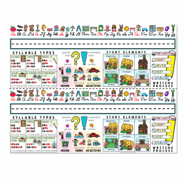 Classroom Setup – Desk Name Plates – ELA Version - Cursive - Lucky ...