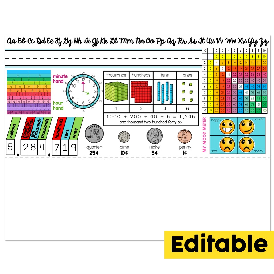 Classroom Setup – Desk Name Plates – Larger Size Version 6 - Editable ...