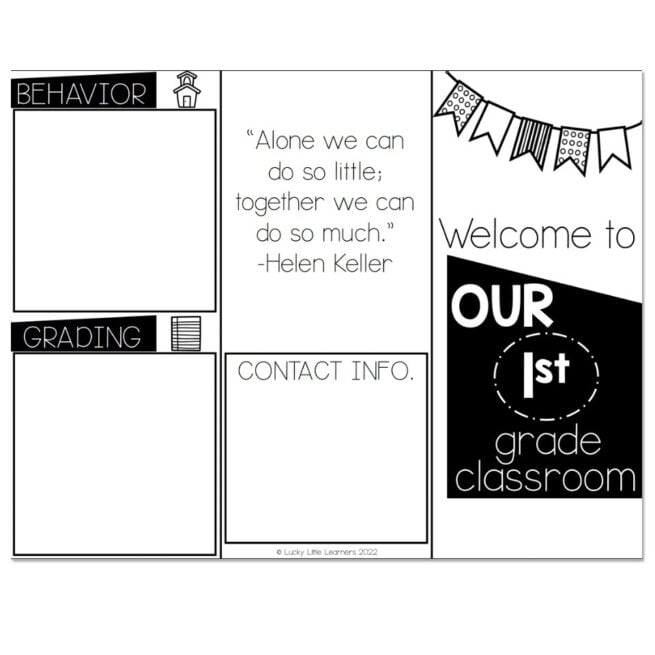 Classroom Setup – Open House – 1st Grade Parent Brochure - Lucky Little ...