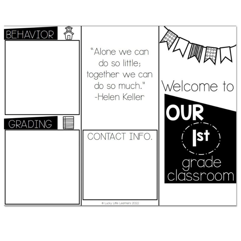 Classroom Setup – Open House – 1st Grade Parent Brochure - Lucky Little ...