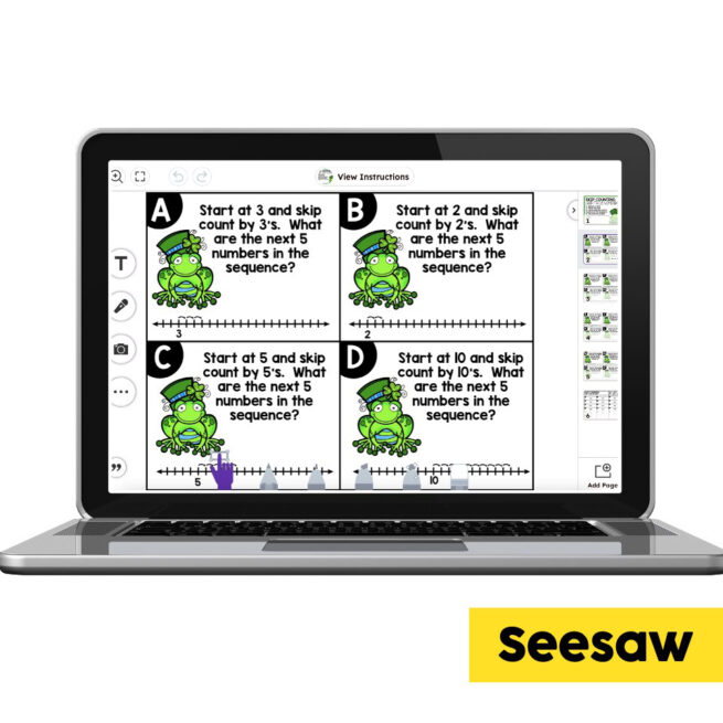 Digital Seesaw - 2nd Grade March Math Center - Skip Counting - Lucky ...