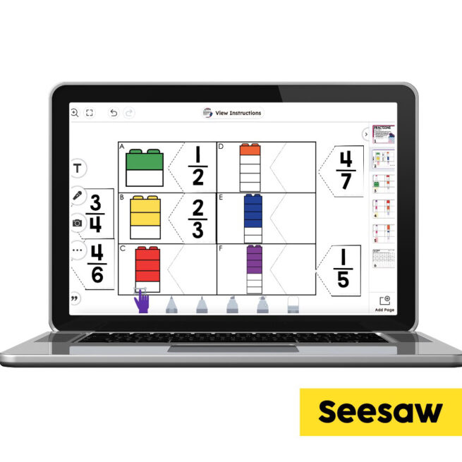 Digital Seesaw - 2nd Grade May Math Center - Fractions - Lucky Little ...