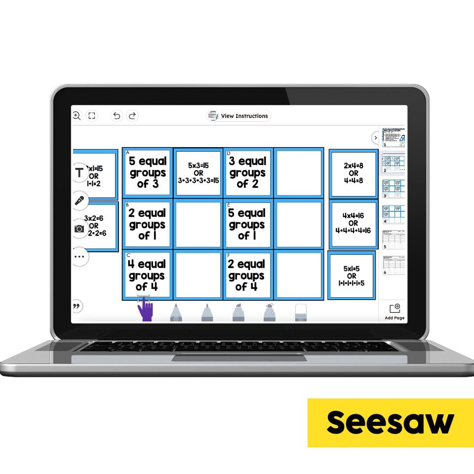 Digital Seesaw - 2nd Grade May Math Center - Multiplication - Lucky ...