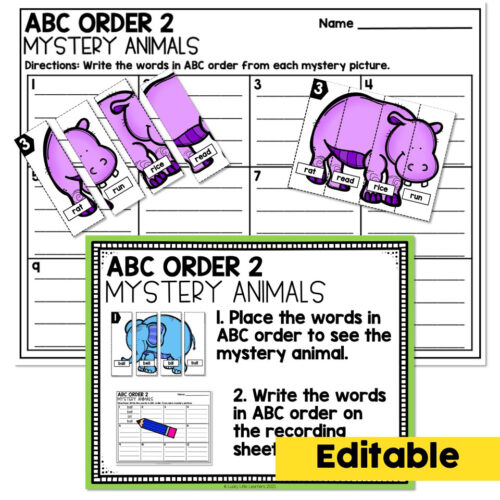 Editable - 1st Grade Grammar Center - ABC Order - 2nd letter - Lucky ...
