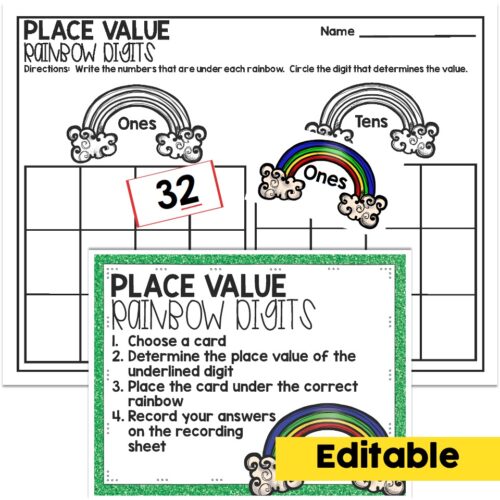 Editable - 1st Grade March Math Center - Place Value - Lucky Little ...