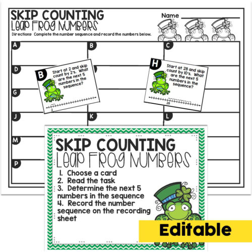 Editable - 1st Grade March Math Center - Skip Counting - Lucky Little ...